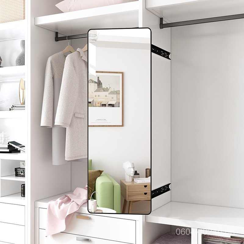 Household Foldable Full-Length Mirror with Sliding Rails, Rotating ...