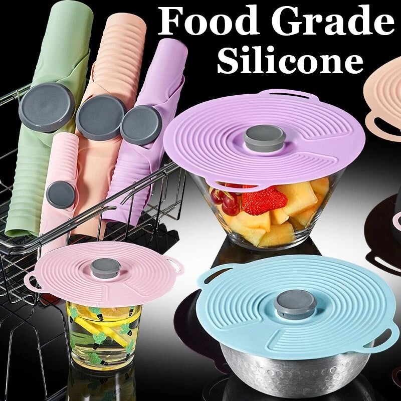 Silicone Microwave Bowl Cover Cooking Pot Pan Lid Food Fresh Covers ...