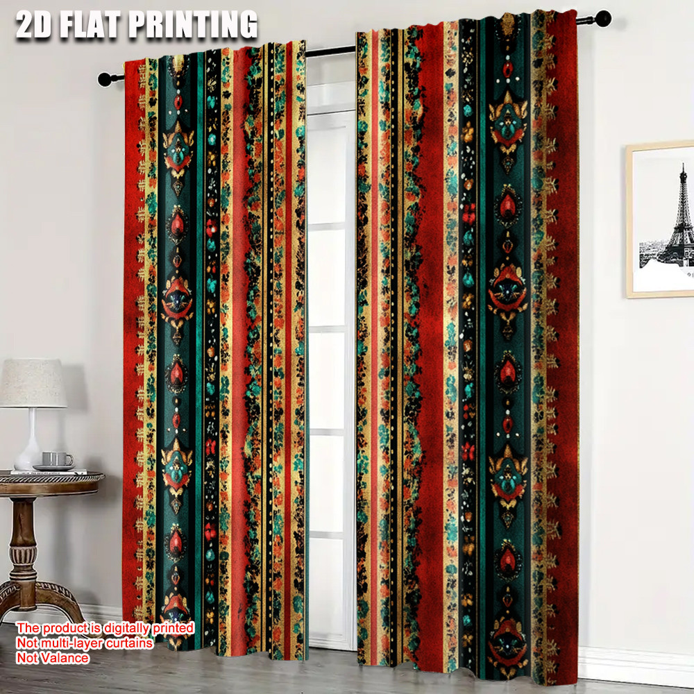 2pcs,2D plane printing Curtain Popular Bohemian Geometric Fashion ...