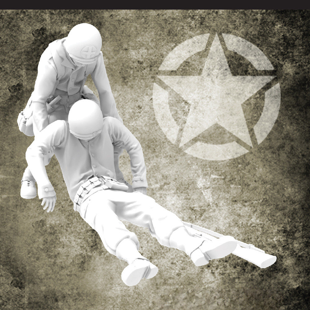 1/35 WWII US Wounded Soldier 2, 2 figure, Resin Model figure Soldier ...