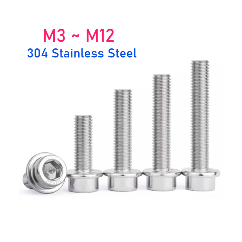 M3 M4 M5 M6 M8 M10 M12 304 Stainless Steel Flange Socket Head Cap Screw ...