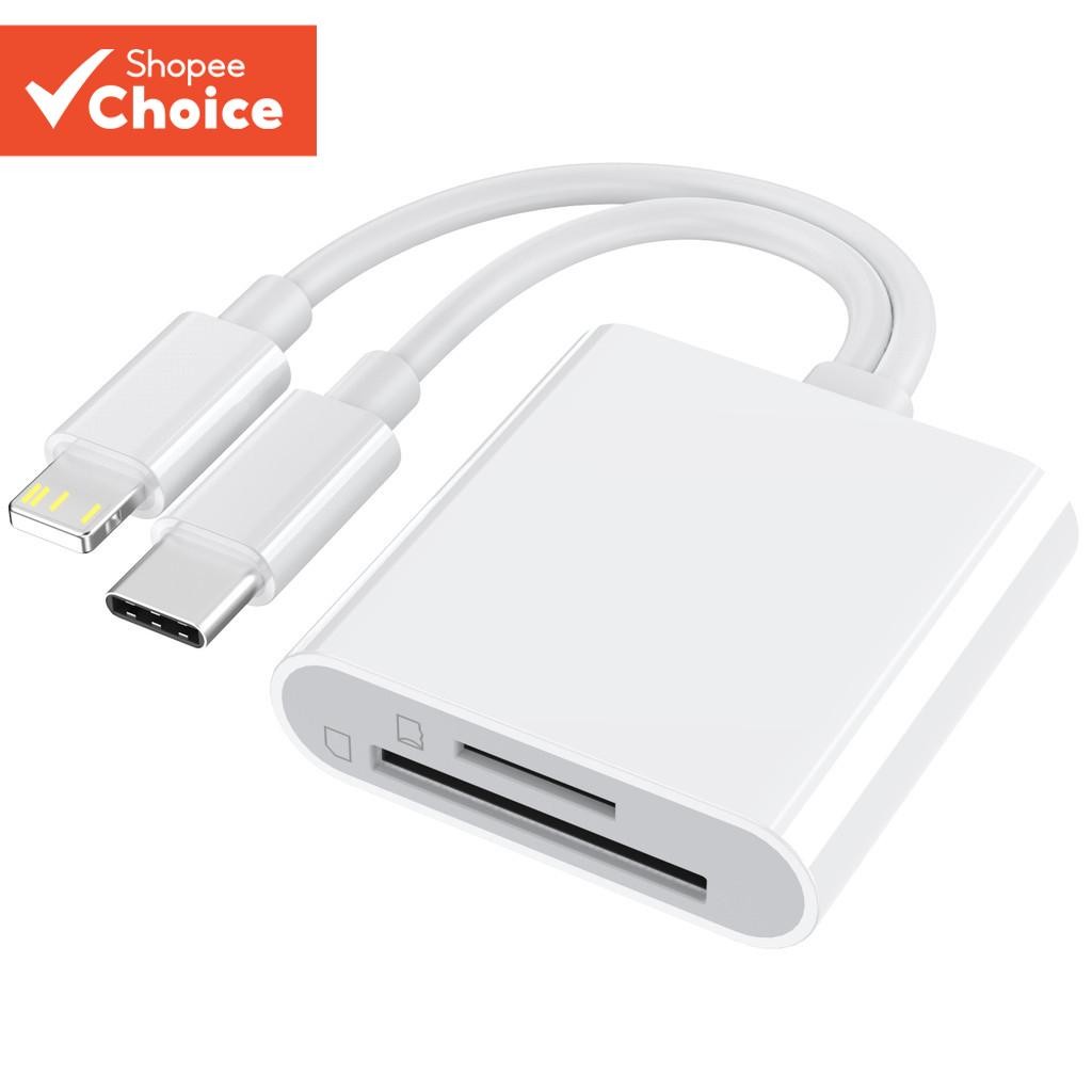 SD Card Reader for iPhone/iPad, Dual Lightning & USB-C Adapter ...