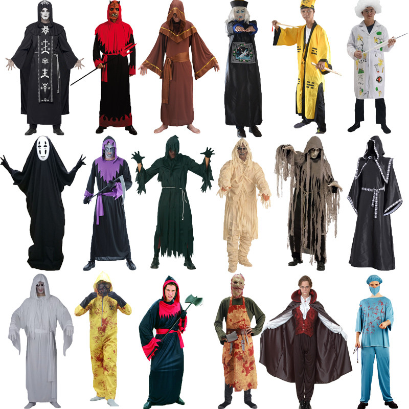 Halloween Scary Vampire Count Wizard Robe Performance Costume Haunted ...