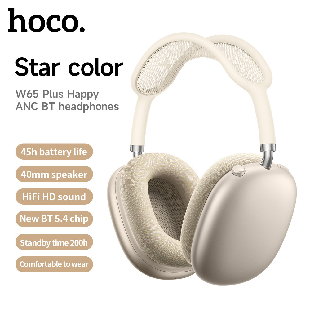 HOCO W65 Plus Wireless ANC Headphones Bluetooth Earphone Long Standby Gaming Active Noise ...