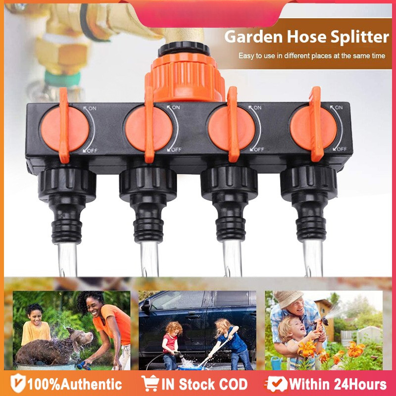New 4 Way Water Tap Splitter Quick Thread Hose Pipe Connector Adapter ...