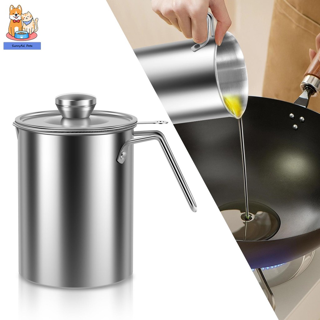 1500ml Stainless Steel Oil Filter Vessel Oil Filter Pot With Lid and ...