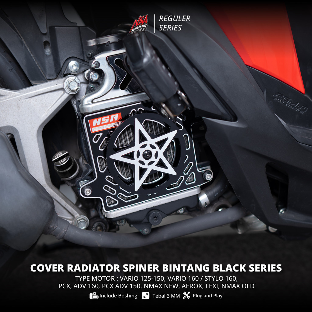 NSA COVER RADIATOR SPINNER BINTANG BLACK SERIES VARIO PCX NMAX AEROX ...