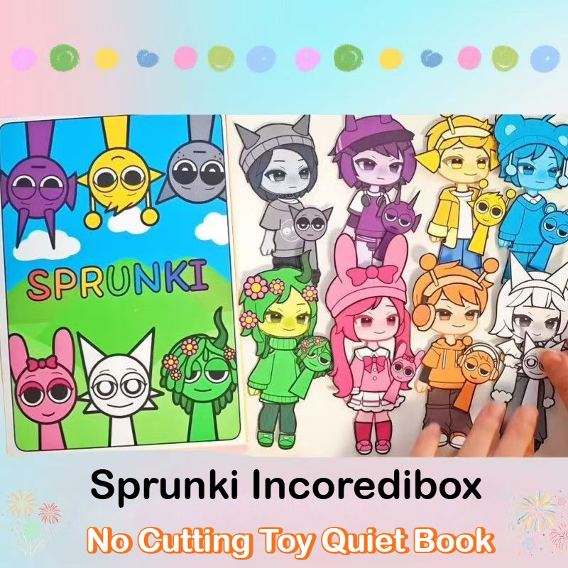 Sprunki Incoredibox No Cutting Toy Quiet Book Girls Boys Fun Dressing ...
