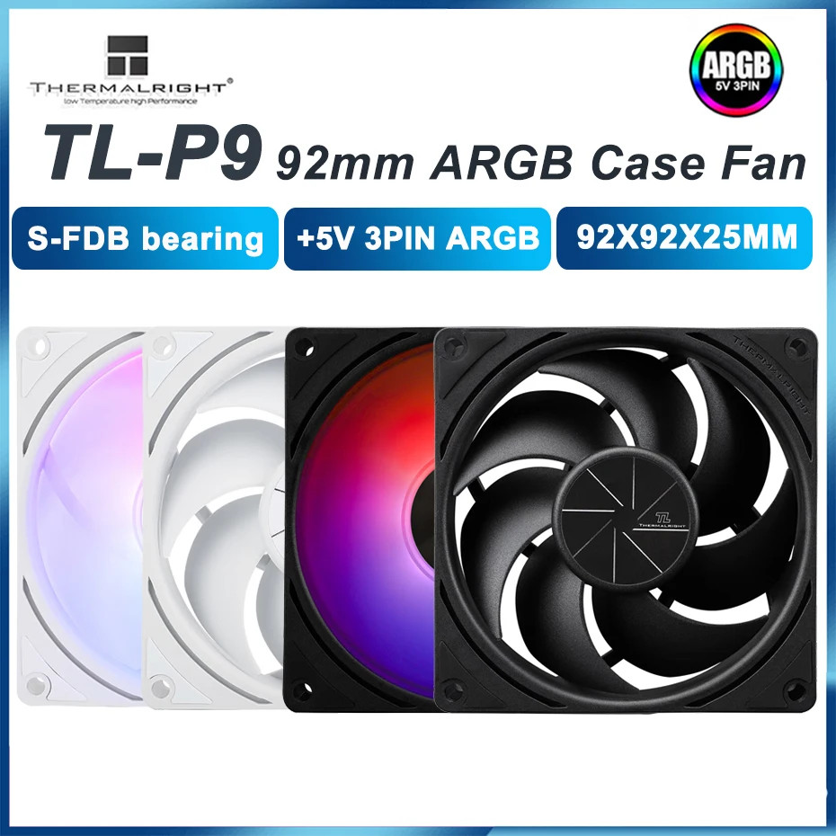 TL-P9 92mm CPU Cooling Fan 5V 3Pin ARGB Quiet Fan S-FDB Bearing 2200RPM ...