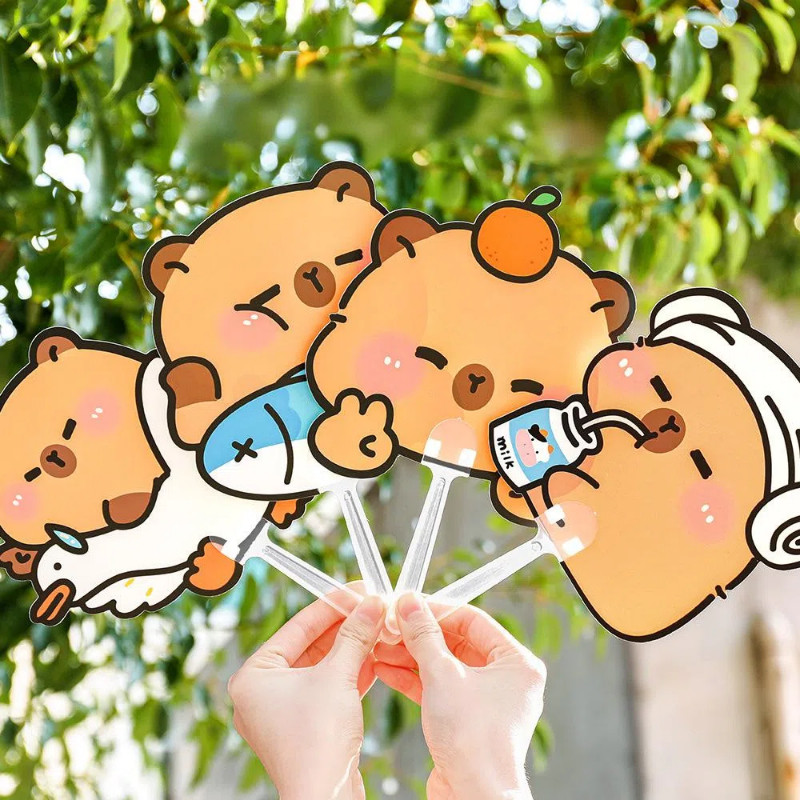 ST3 Adorable capybara Alien fan Student summer cartoon hand fan Plastic ...