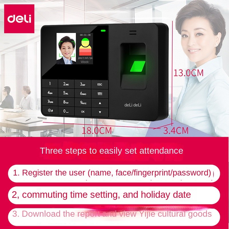 Deli 3763 Chinese English Face Fingerprint Time Attendance Machine ...