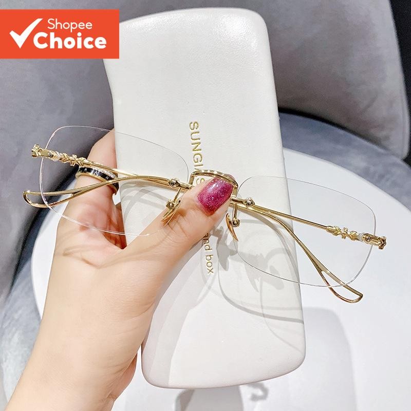 Anti-radiation Anti-Blue Light Frameless Glasses Men Women Rectangular ...