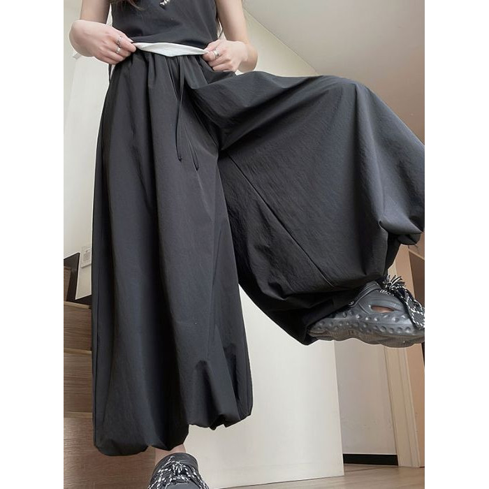 Korean Version High Waist Loose Yellow Bloomers Leg Casual Wide Leg ...