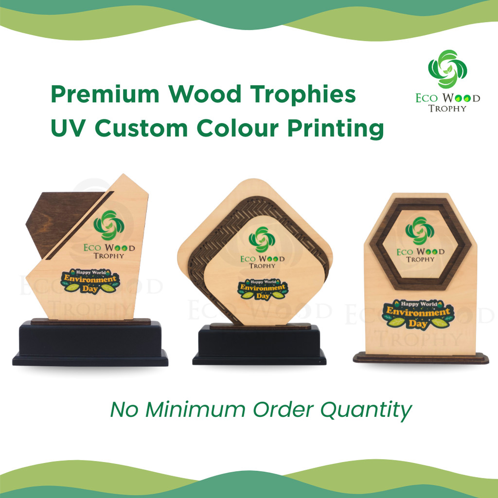 Custom Wood Trophy Premium Birch with UV Print Trofi Kayu Custom ...