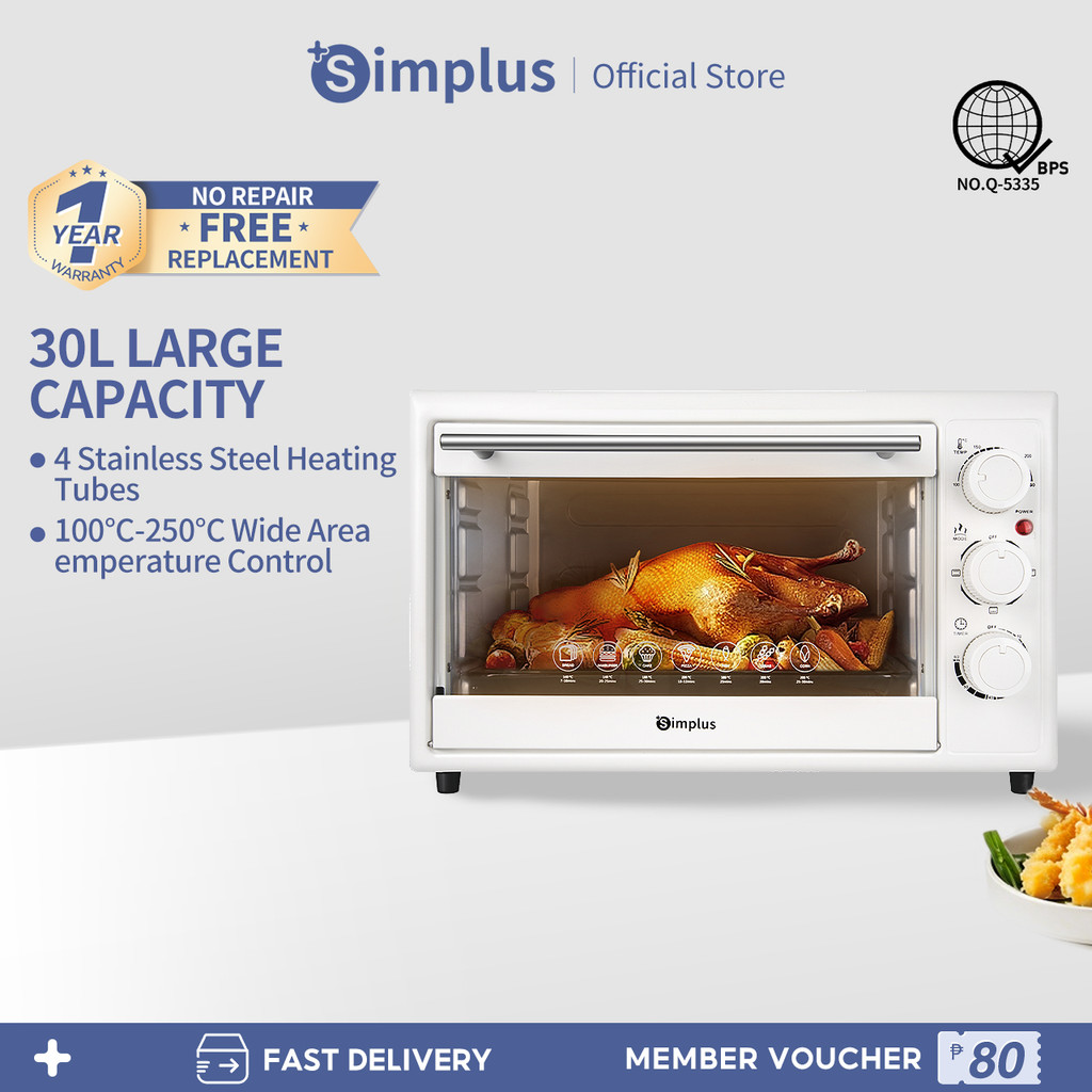 Simplus 30L Large Capacity Electric Oven 3 Knobs Design Bread Baking ...