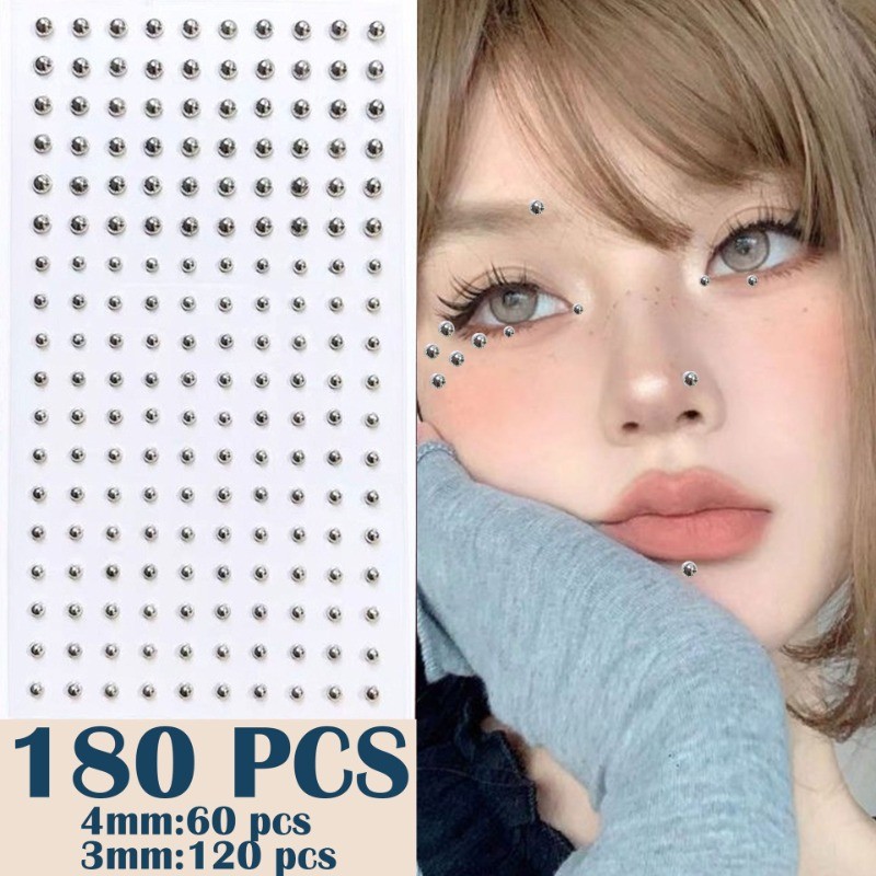 180pcs Non Piercing Fake Nose Lip Sticker Disposable Belly Eyebrow Lip ...