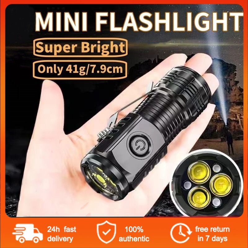 Mini USB Charging Strong LED Flashlight Waterproof Small Pocket ...