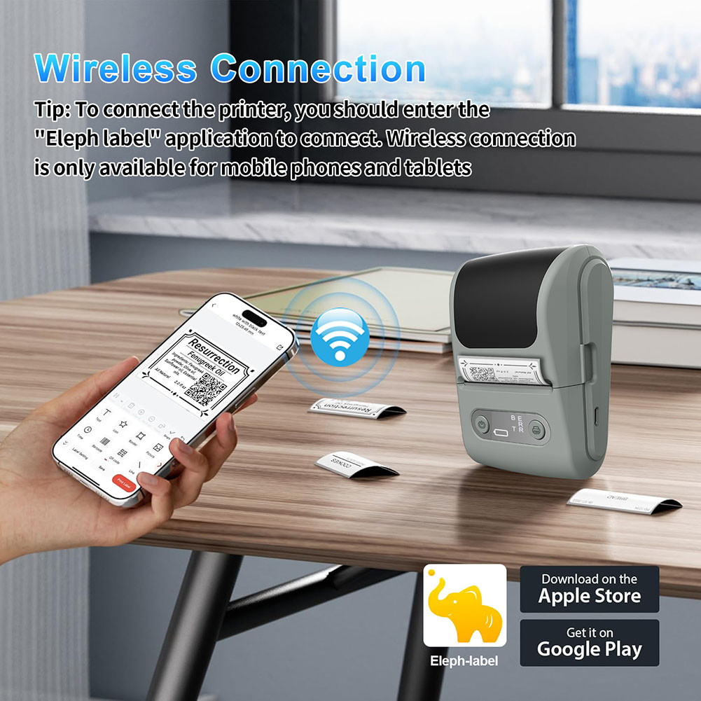Thermal Label Printer Wireless Self-adhesive Pocket Inkless Label Maker ...