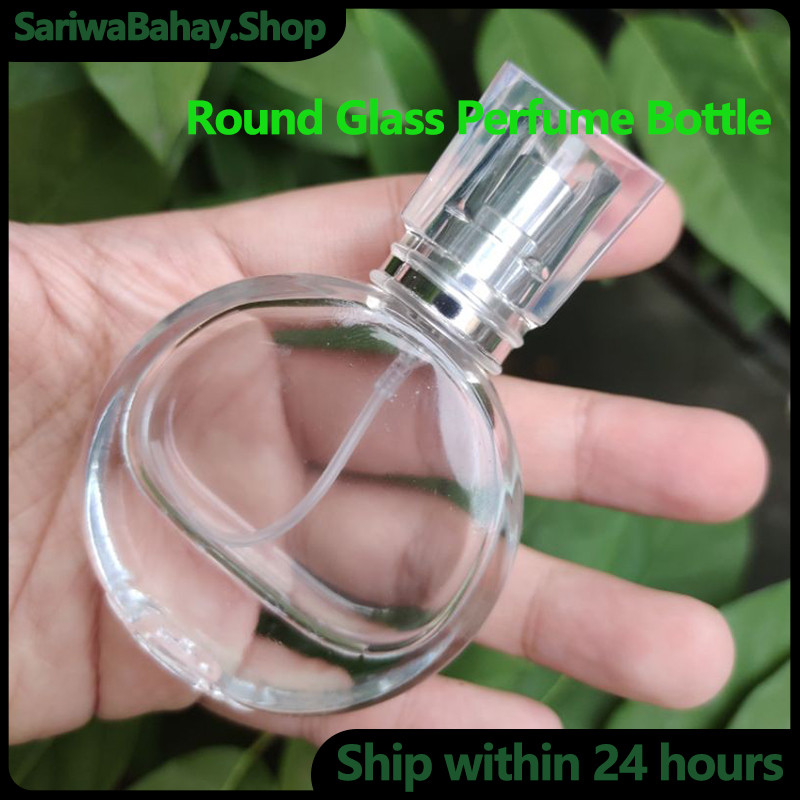 【Local Delivery】30ml Round Glass Empty Perfume Bottle Acrylic Lid ...