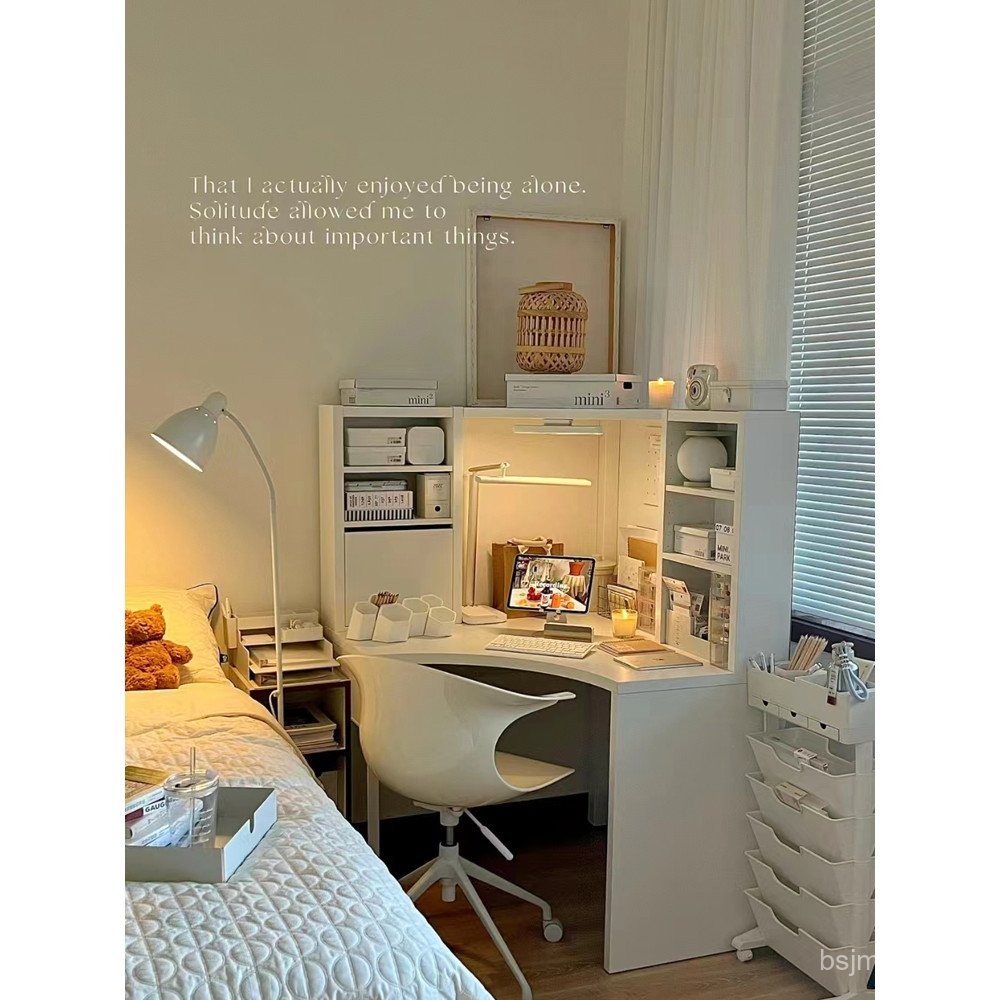 Corner Desk with Bookshelf Integrated Student Home Corner Writing ...
