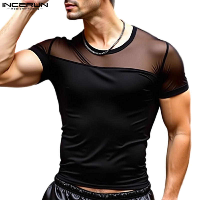 INCERUN Men's Mesh Splicing Short Sleeve T-shirt | Shopee Philippines