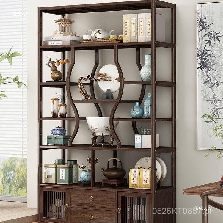 Storage Rack Chinese Style Tea Rack Solid Wood Display Cabinet Curio ...