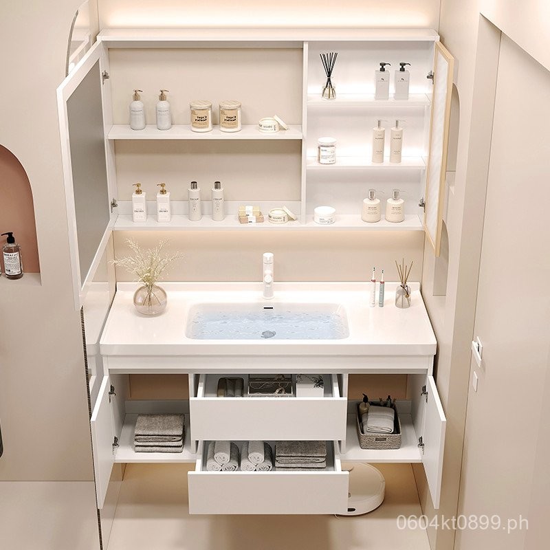 Cream Wash Basin Rock Slab F Modern Integrated Basin Wash Bathroom ...