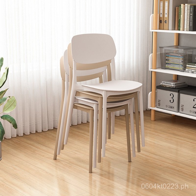 Minimalist Home Stacking Chair Cream Nordic Style Light Luxury Plastic ...
