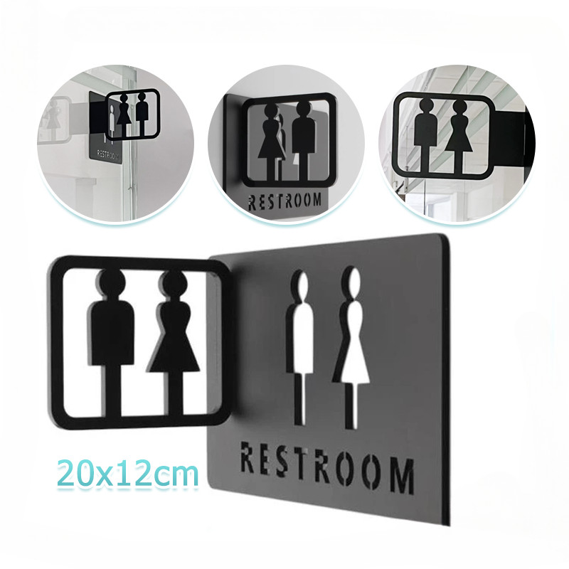 3D Restroom Sign Toilet Door Signs Reminder WC Signage Indicator For ...