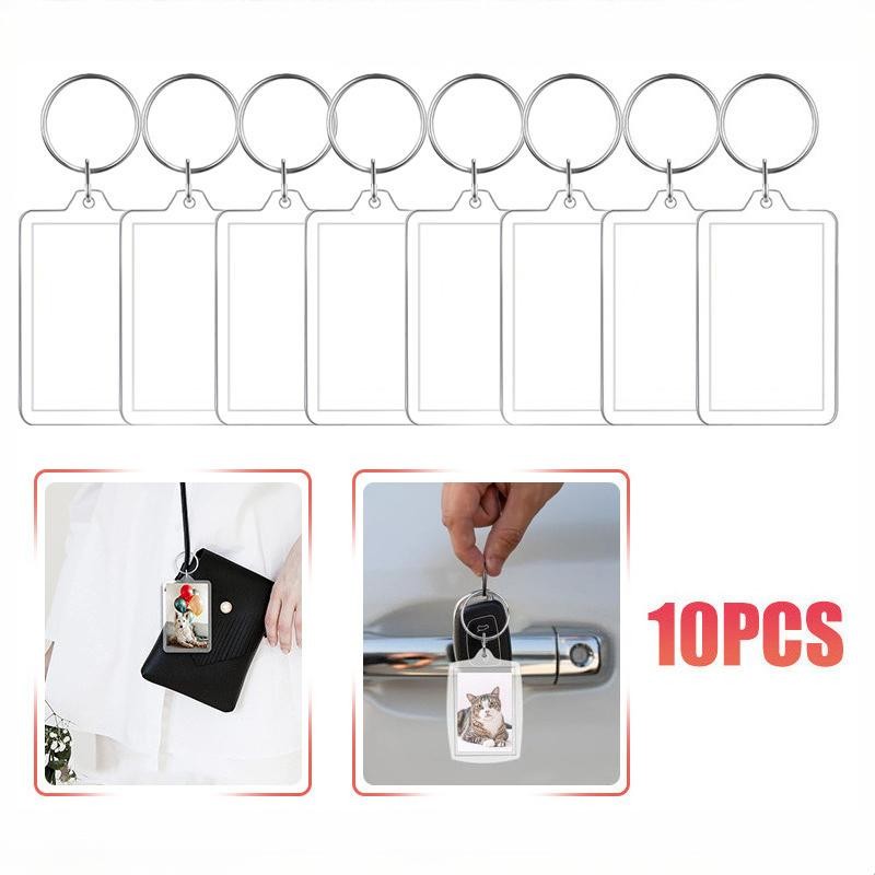10Pcs Transparent Photo Frame Keychains/Blank Acrylic Insert Pictures ...