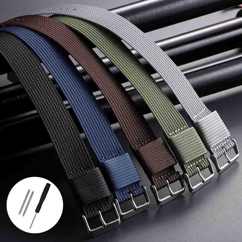 18mm 20mm 22mm Nylon NATO Watch Strap Universal Canvas ZULU One Loop ...