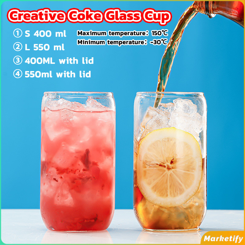 MK Creative Coke Cans Glass Cup 400/550ML Summer Juice Milk Beer Drink ...
