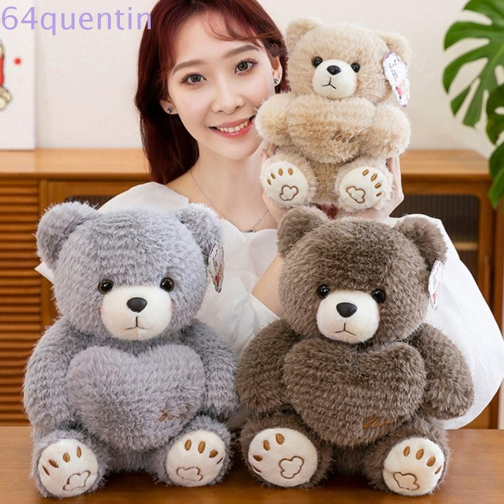 QUENTIN Bear Plush Toy, Holding Love Sitting Stuffed Bear Doll, Kawaii ...