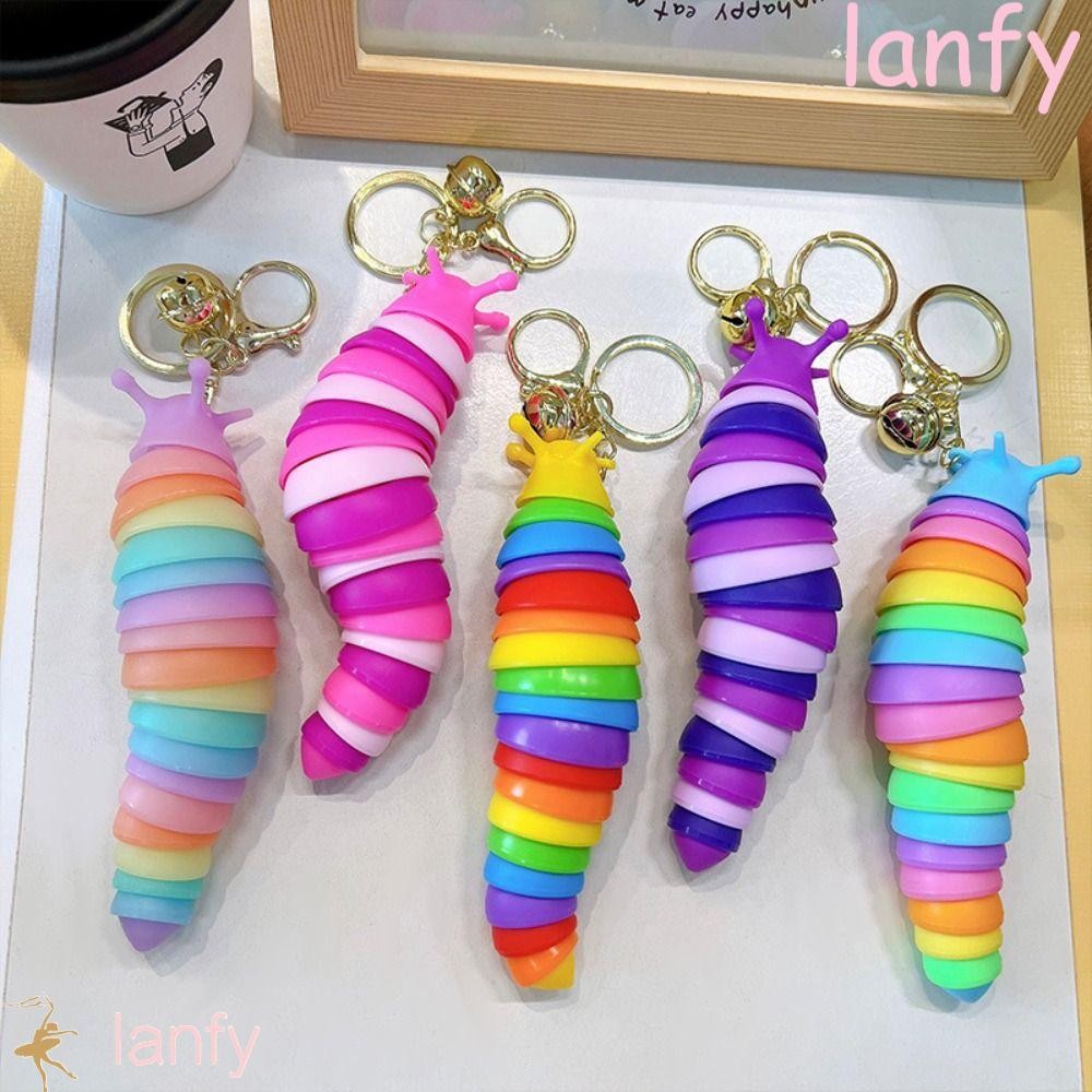 LANFY Fidget Slug Keychain, Decompression Creative Colorful Sensory ...