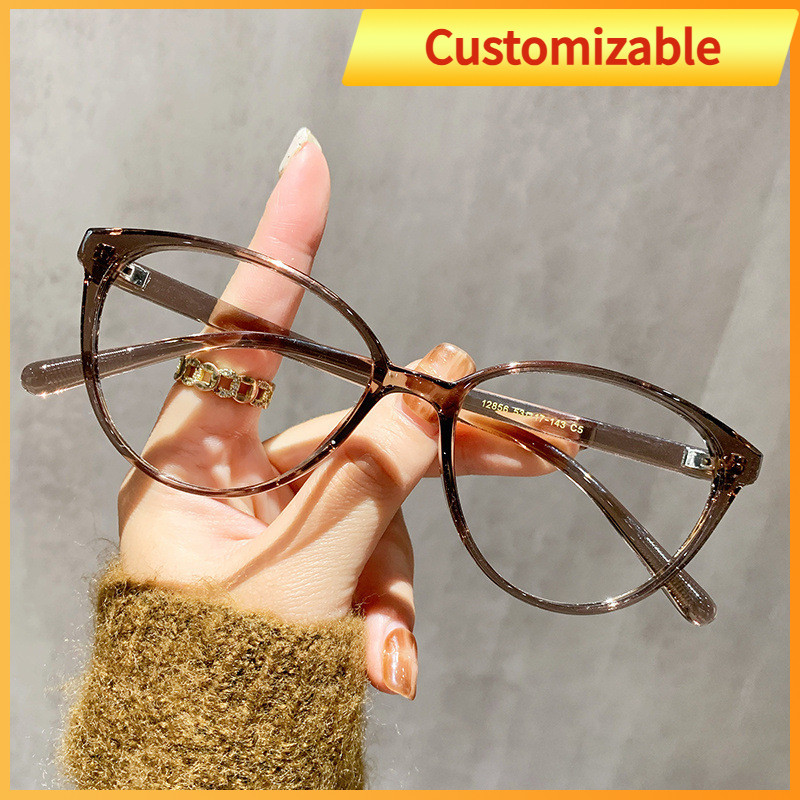 Retro Cat Eye Plain Glasses TR90 Anti-Blue Myopia Eyeglasses Women's ...