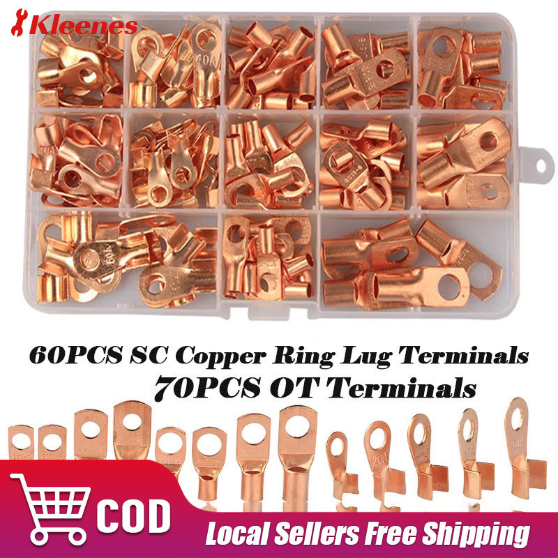 70pcs Copper Battery Cable Connector Terminal Open Lugs Wire Terminals ...