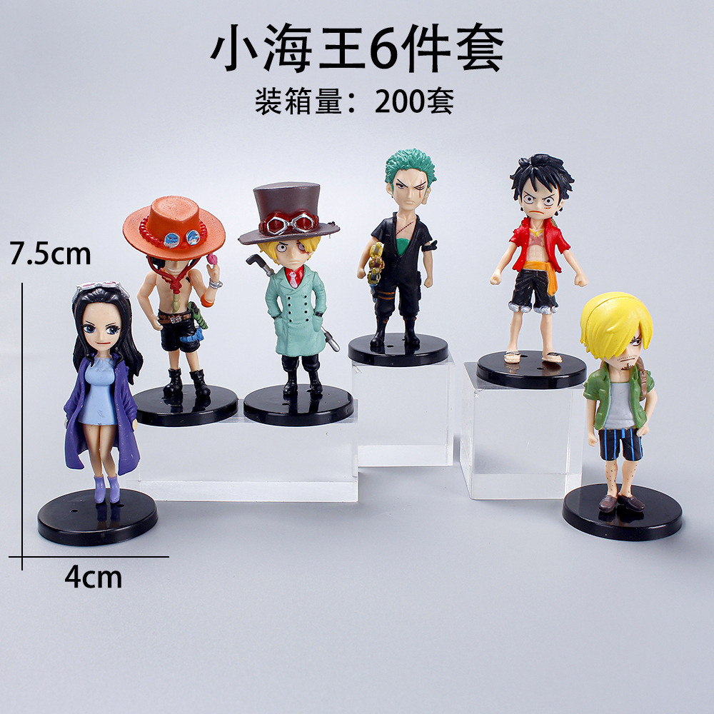 Solid PVC Small Size One Piece6Set Luffy Zoro Anime Figurine Miniature ...