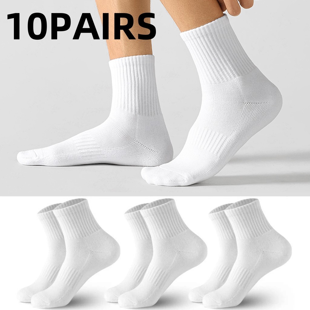 5/10Pair of PackMen's socks pure cotton mid socks sports socks black ...