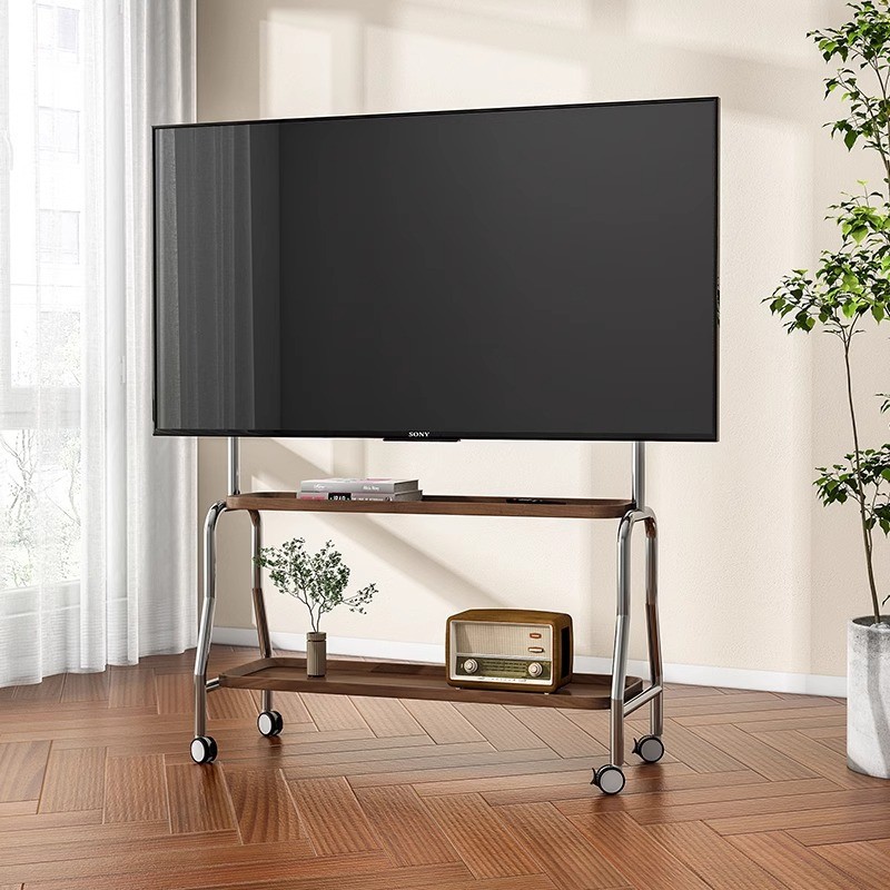 TV Stand Movable Floor Stand Household with Wheels Stainless Steel Art ...