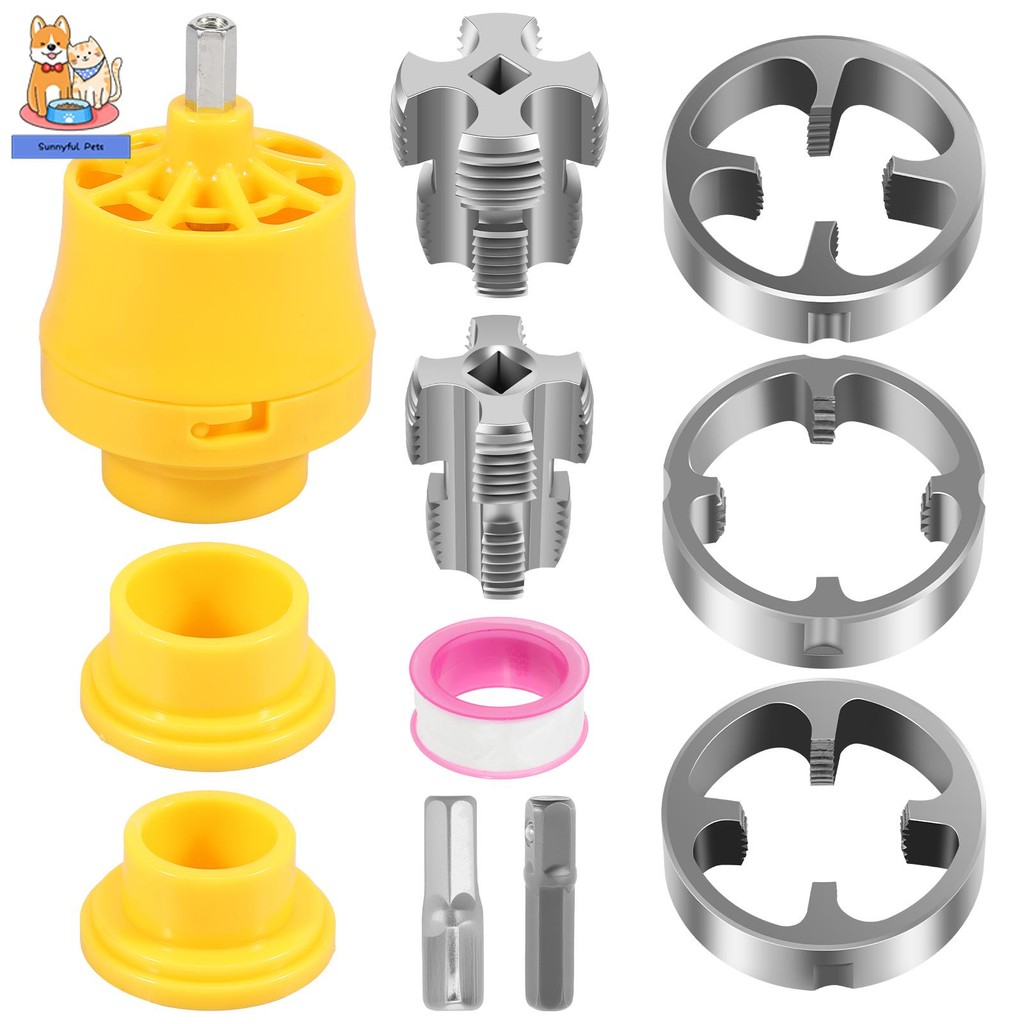 PVC Thread Maker Tool Precise Pipe Threader Kit with 3 Dies Plumbing ...