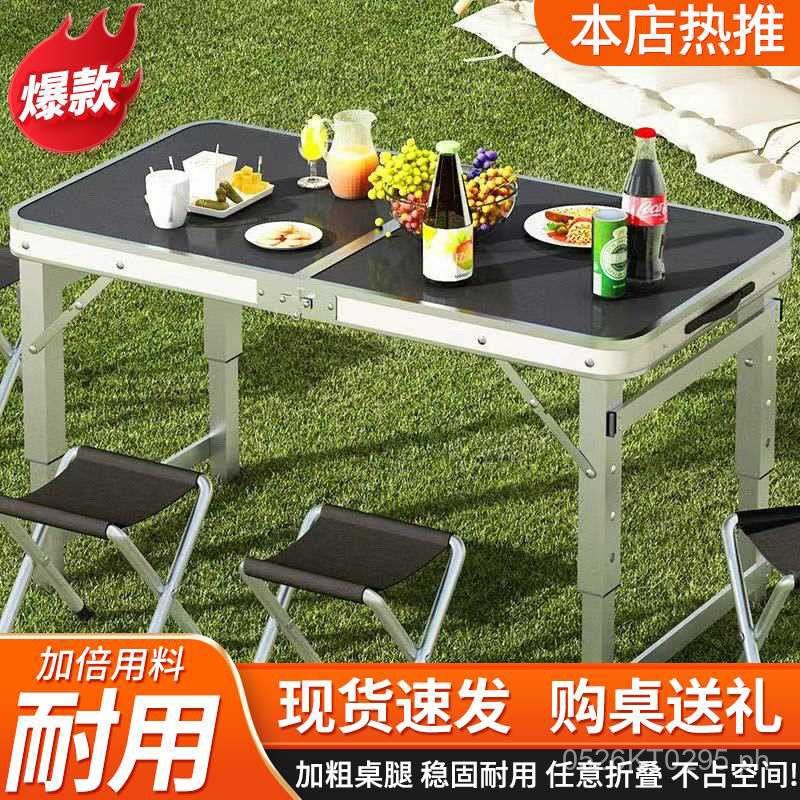 Folding Balcony Stall Table Outdoor Picnic Table and Chairs Stall Night ...