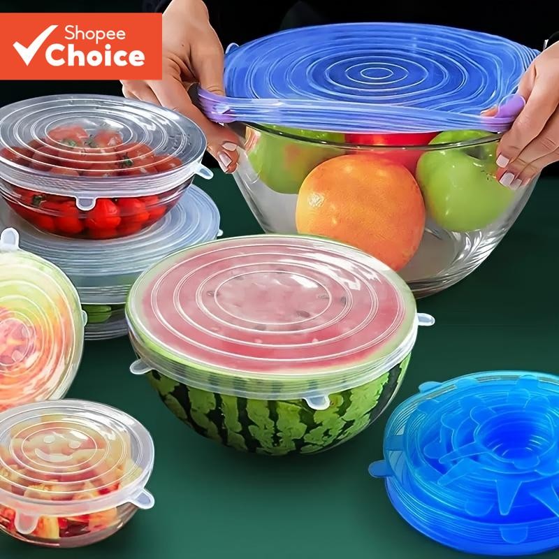 6-piece Set Stretch Silicone Fresh-Keeping Cover Bowl Cover Vacuum ...