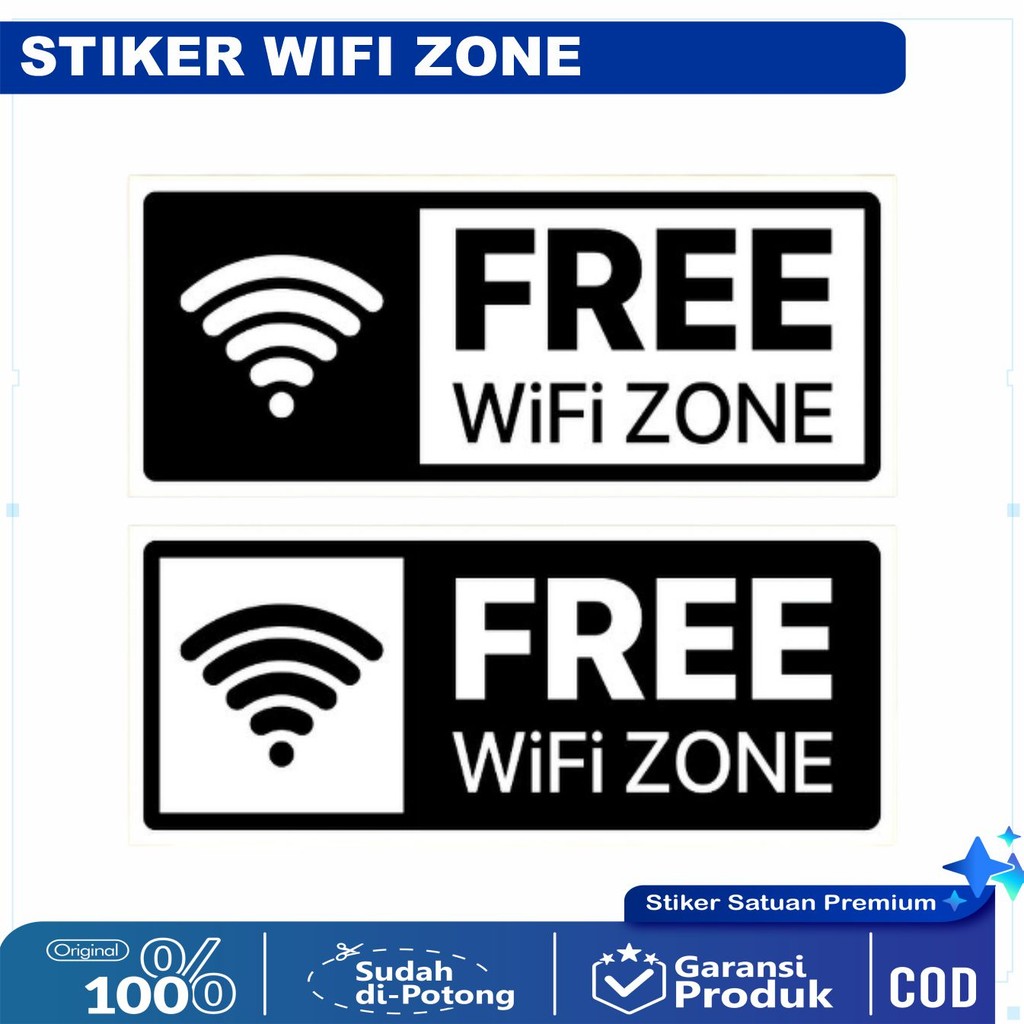 Free Wifi Zone Sign Sticker - Size 25x10 20x8 Cm/ - Customizable Design ...