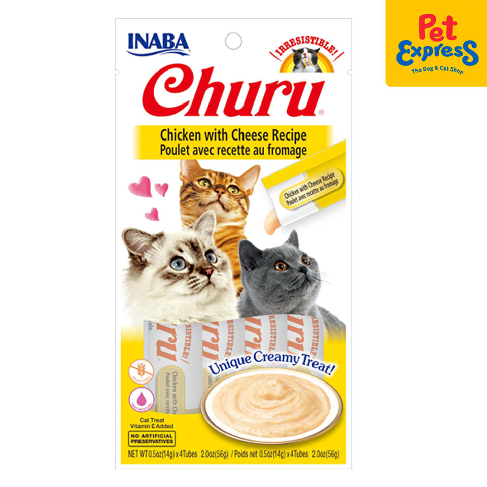 Inaba Churu Chicken with Cheese Recipe Sticks Cat Treats 14gx4 (USA ...