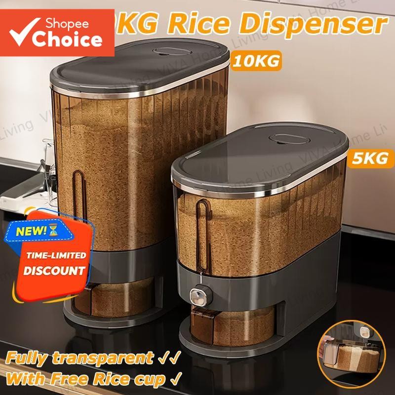 10KG Rice Bucket Slit Rice Box Press-Type Narrow Long Rice Storage Box ...