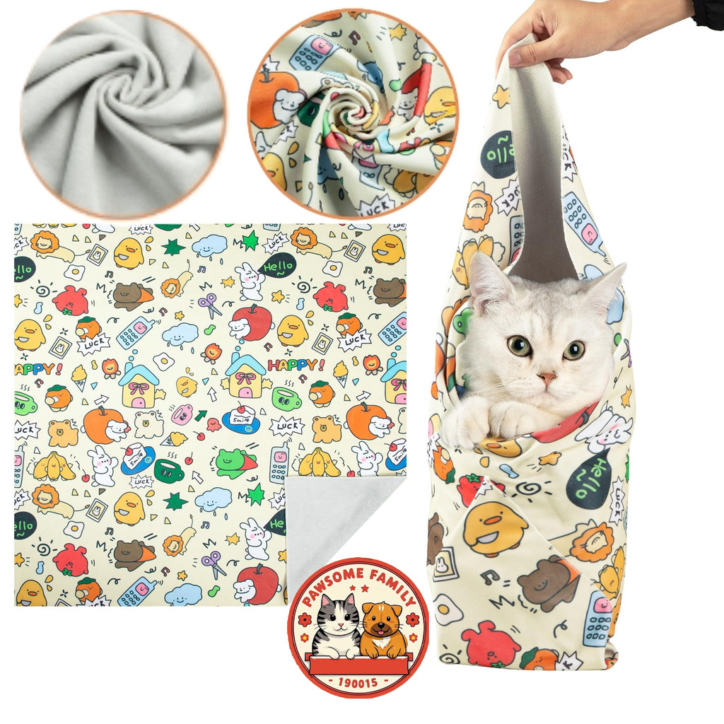 Cat Wrap Anti Escape Grooming Bag Self Adhesive Cat Swaddle Wrap for ...