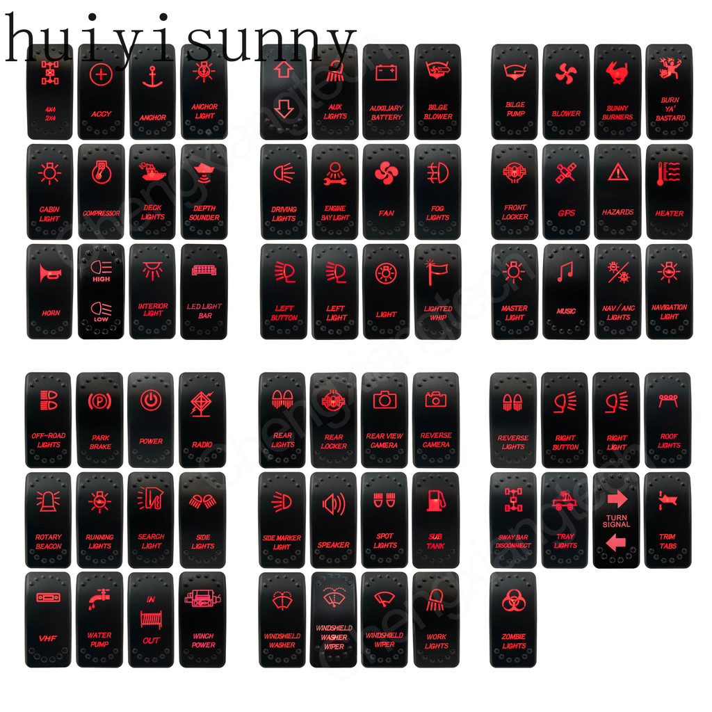 HYS 12V 20A Red Led Light Spot Lights Bar Rocker Switch for Car Boat ...