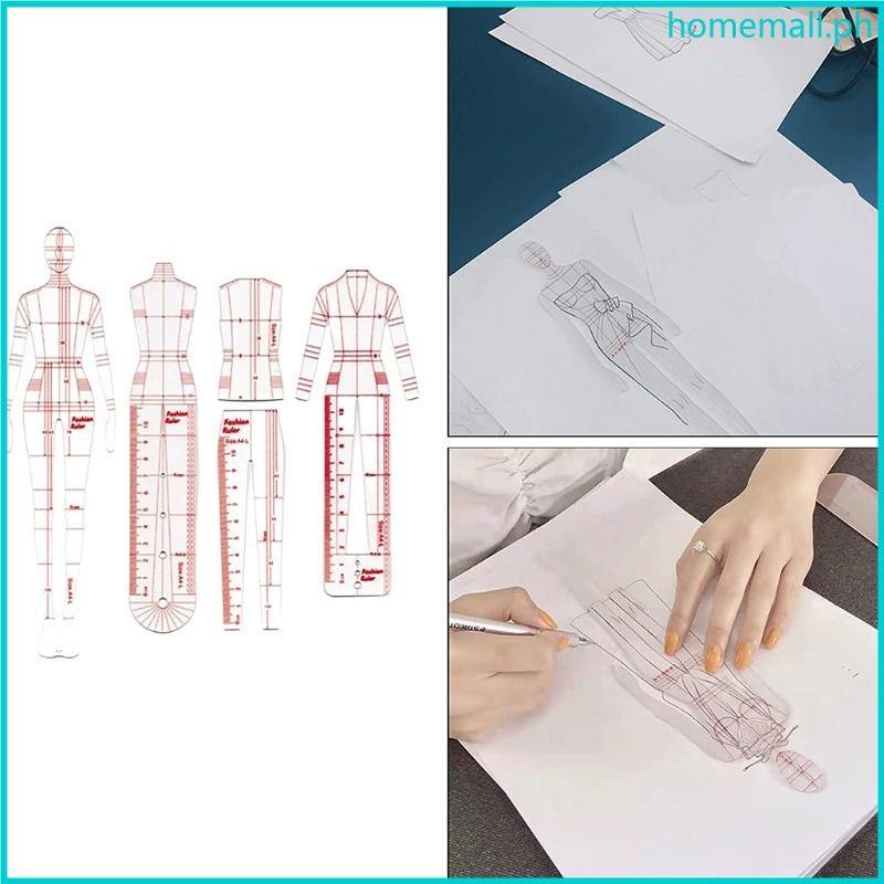 HO 4 Models Human Pattern Template Ruler Clothing Measuring French ...