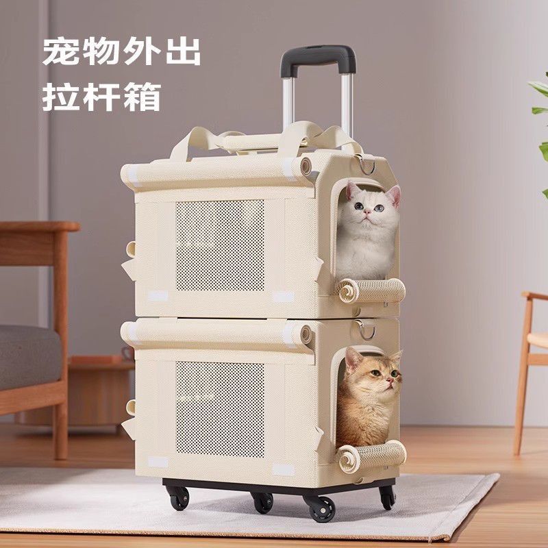 Pet Trolley Case Cat Bag Outing Portable Cat Backpack Large Capacity ...