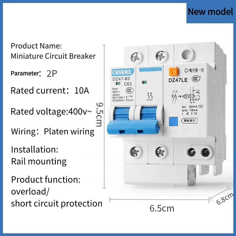 Air switch miniature circuit breaker DZ47 air open home Leakage protector 2P 16a 20a 32a 40a 63a ...